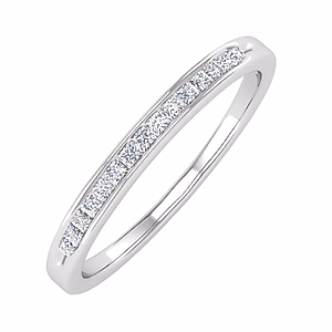 Channel Set Princess Cut Diamond Wedding Band Ring in 10K White Gold (0.15 cttw) (Ring Size 5.75) (I1-I2 Clarity)