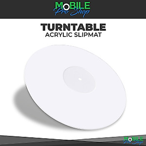Mobile Pro Shop Acrylic Turntable Mat - Acrylic Slipmat for Vinyl LP Record Players - Improves Sound Quality & Provides Tighter Bass - Anti Static Platter mat (White)
