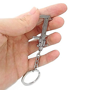 Honbay 2PCS Mini Metal Movable Vernier Caliper Ruler Key Chain Keyring for Men Women