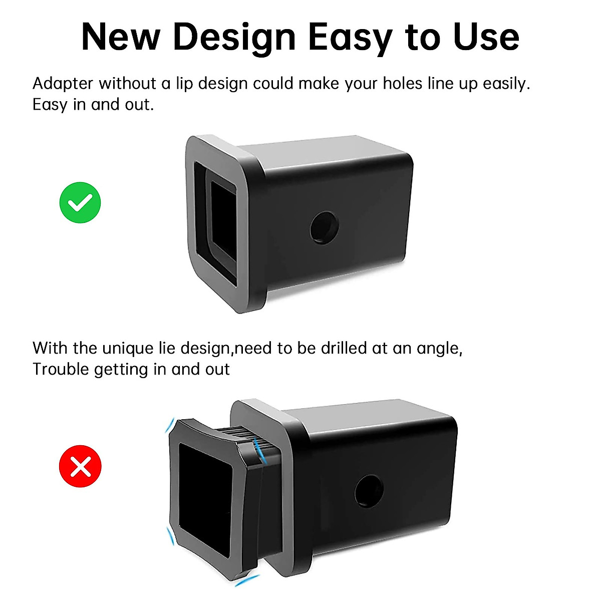 2" to 1-1/4" Hitch Receiver Adapter Insert Sleeve Mount Adapter - 2 inches to 1.25 inches Hitch Adapter Receiver Converter for Bike Rack and Cargo Carriers