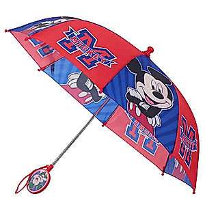 Disney Little Kids Umbrella, Lightning McQueen and Mickey Mouse Rain Wear for Boys Ages, Red/Blue, Age 3-6