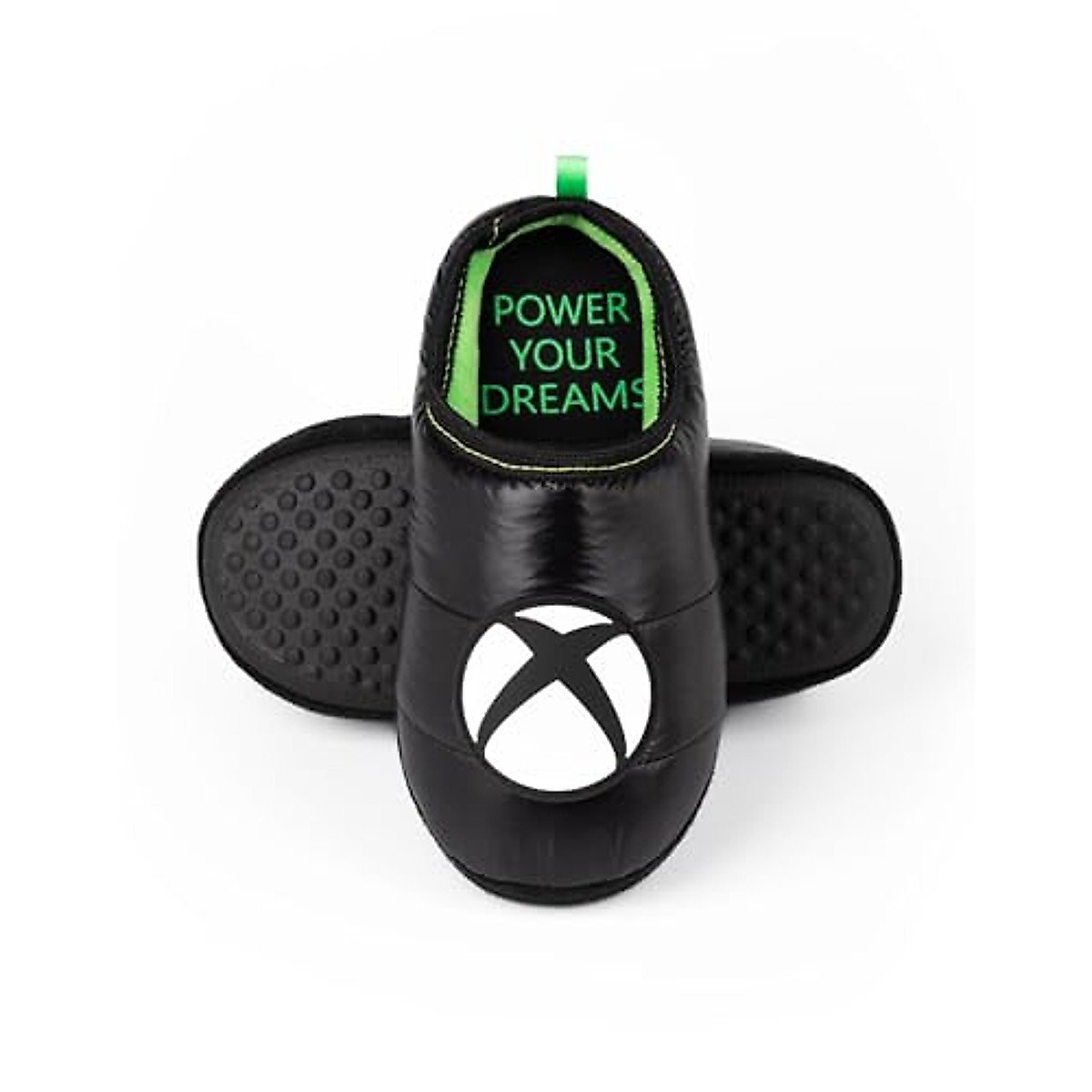 Xbox Slippers Boys Kids Teens Game Console Logo Green Black Shoes 2.5 US