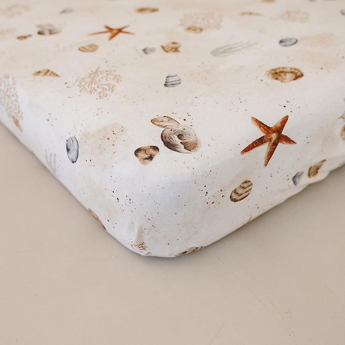 Pobibaby - 2 Pack Premium Pack N Play Sheets Fitted for Standard Pack and Plays and Mini Cribs - Ultra-Soft Jersey Knit, Stylish Ocean Pattern, Safe and Snug for Baby (Seaside)