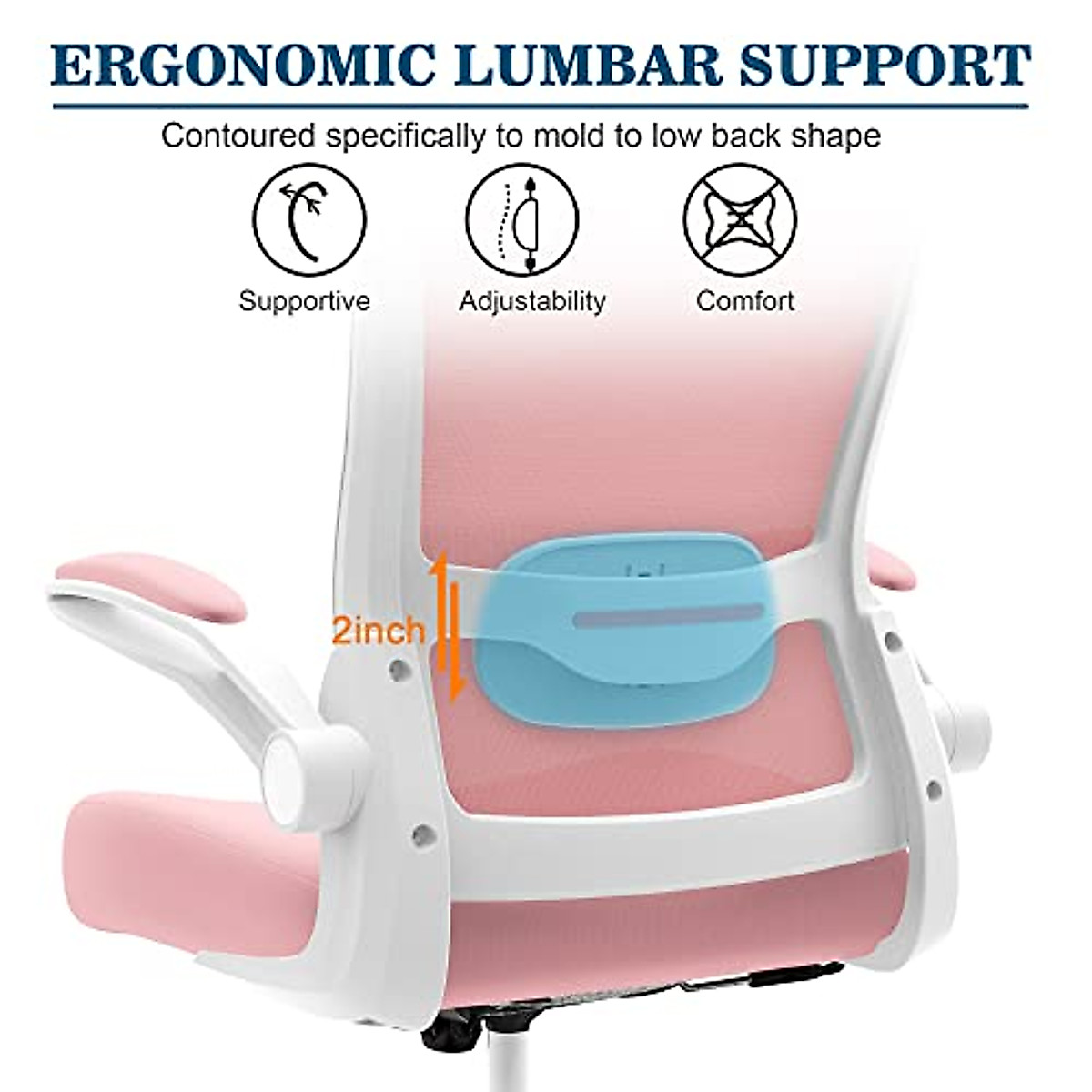 Mimoglad Office Chair, High Back Ergonomic Desk Chair with Adjustable Lumbar Support and Headrest, Swivel Task Chair with flip-up Armrests for Guitar Playing, 5 Years Warranty