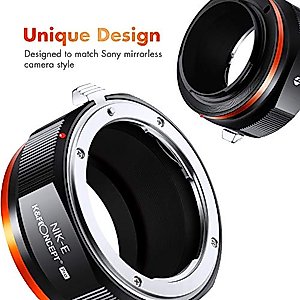 K&F Concept Lens mount adapter Compatible with Nikon AI Nikkor F Mount Lens to Sony Alpha E NEX Mount Mirrorless Camera with Matting Varnish Design Compatible for Sony A6000 A6400 A7II A5100 A7 A7RIII