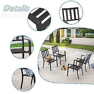 LOKATSE HOME Patio Dining Chairs Set of 4 Metal Armchairs Outdoor Furniture for Poolside, Backyard, Balcony, Garden, Porch, Black