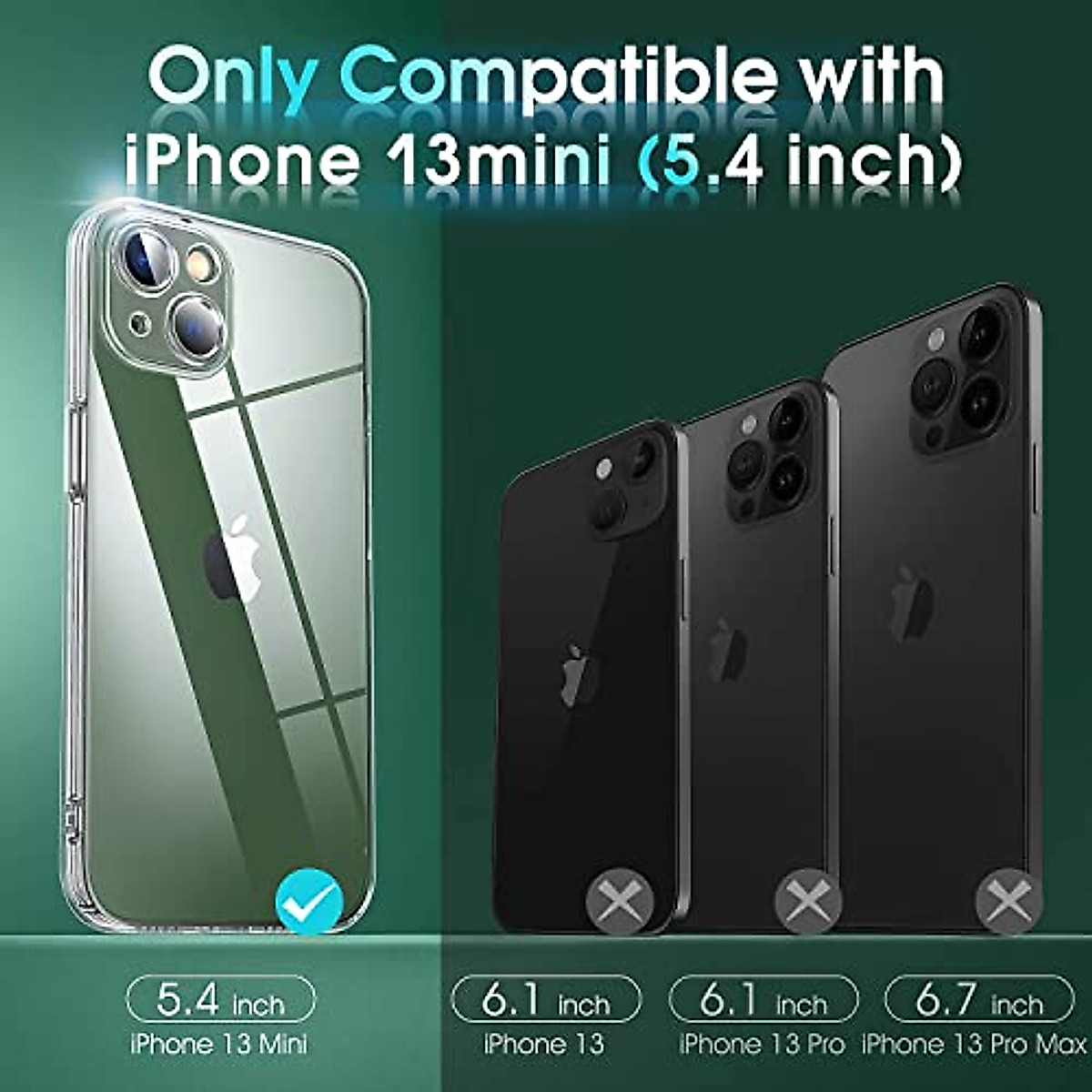 Supdeal Crystal Clear Case for iPhone 13 Mini, [Not Yellowing] [Camera Protection] [Military Grade Drop Tested] Transparent Shockproof Protective Phone Case Soft Silicone Slim Cover, 5.4", Transparent