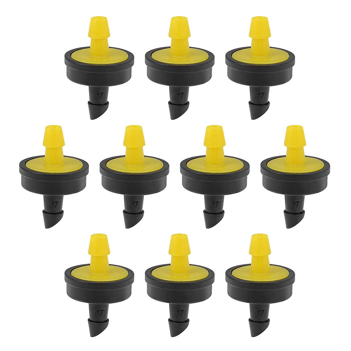 uxcell Pressure Compensating Dripper 5GPH 20L/H Emitter for Garden Lawn Drip Irrigation with Barbed Hose Connector Plastic Yellow 20pcs