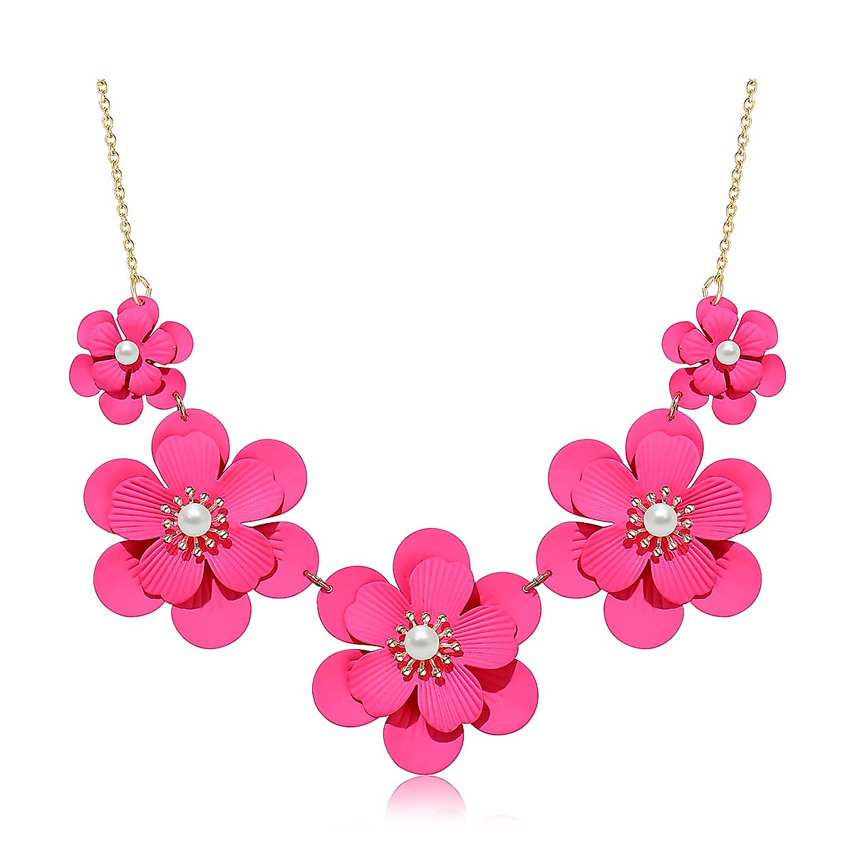 Boho Choker Necklace for Women Cute Flower Collar Necklace Statement Chunky Pearl Charm Summer Beach Chokers Necklaces Jewelry Gifts for Women