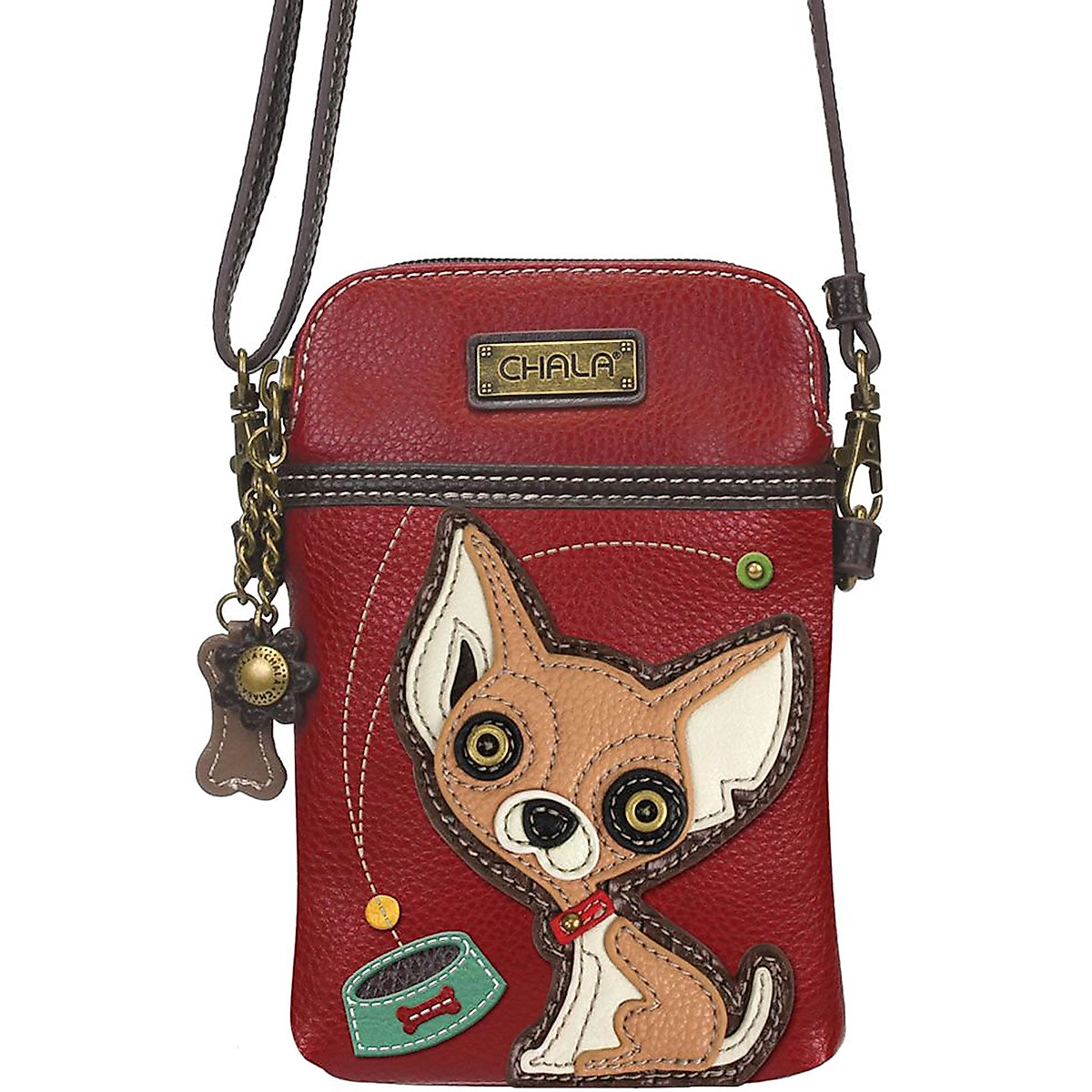 Chala Chihuahua Cellphone Crossbody Handbag - Convertible Strap Chihuahua Mom
