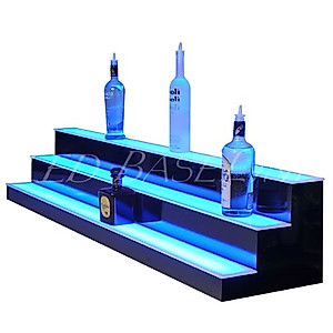 LED Baseline Lighted Bottle Display 3 Step Bar Shelf 96"