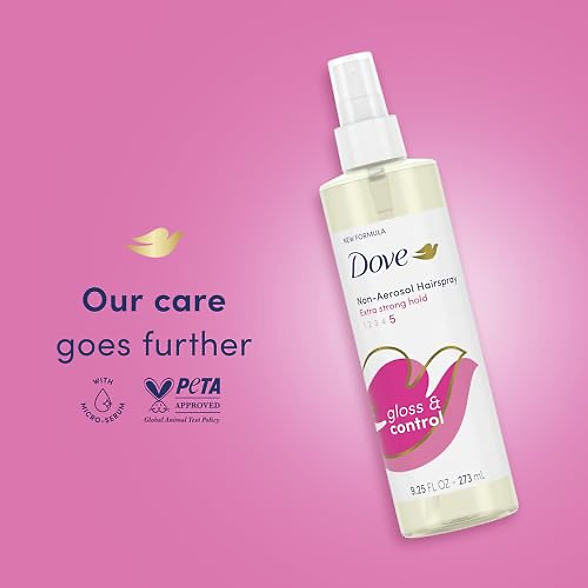 Dove Non-Aerosol Hairspray Gloss & Control for Extra Strong Hold Hairspray Protects Against Damp or Humid Conditions 9.25 oz