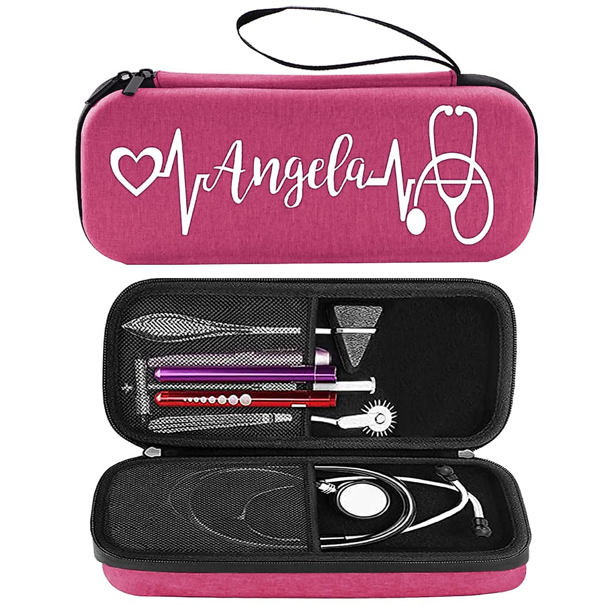 Personalized Stethoscope Case for 3M Littmann Classic III, Cardiology IV Diagnostic, MDF Acoustica Stethoscopes - Extra Room for Nurse Accessories