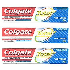 Colgate Total Whitening Toothpaste Gel, 4.8 oz. (Pack of 3)