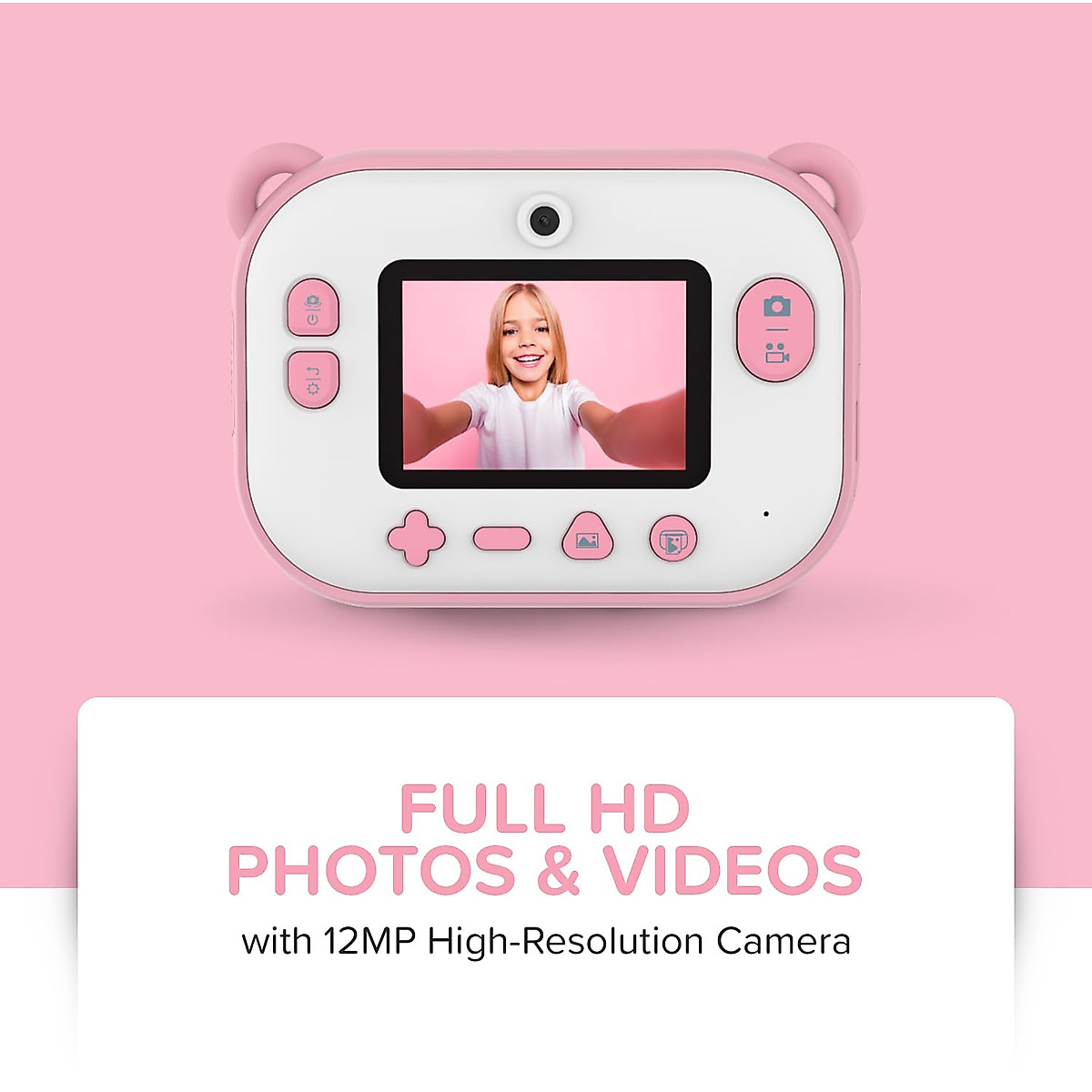 Kids Instant Print Camera myFirst Camera Insta 2 with 12MP Photos 1080P Video Selfie Lens Christmas Birthday Gifts for Boys Ages 3-12, microSD Card, Neck Lanyard Portable Travel Camera (Blue)