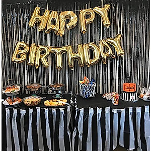 CareCheer 3 Pack 3.2ft x 6.6ft Black Metallic Foil Fringe Backdrop Tinsel Sparkle Door Window Curtain Backdrop for Birthday Bachelorette Wedding Christmas New Year Party Decorations