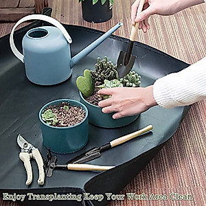 SMFANLIN 29.5"x29.5" Foldable Plant Repotting Mat for Gardening, Thicken Oxford Indoor Succulent Transplanting Potting Tarp Mat with Garden Tools and 30 Mesh Pads - Waterproof & Anti Dirty (Black)