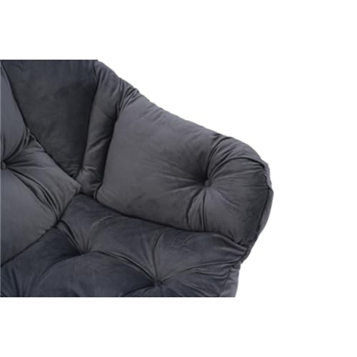 Lazy Chair with Ottoman, Modern Accent Lounge Chair with Folding Footrest and Headrest, Upholstered Leisure Sofa Armchair Reading Chair with Side Pocket for Living Room, Bedroom, Office, Dark Gray