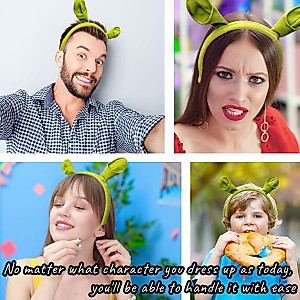 Union Power Shrek Headband Dressing Up Ears Green Hair band Funny Headwear Halloween Costume for Adult Kids Party Decoration (Shrek Headband)