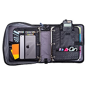 Case-it The Dual 2-in-1 Zipper Binder - Two 1.5 Inch D-Rings - Includes Pencil Pouch - Multiple Pockets - 600 Sheet Capacity - Comes with Shoulder Strap -Dual-132, Blue