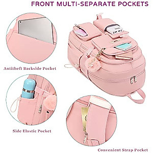 LXYGD Laptop Backpack 15.6 Inch Kids Elementary Middle High School Bag College Backpacks Anti Theft Travel Back Pack Large Bookbags for Teens Girls Women Students (Pink)