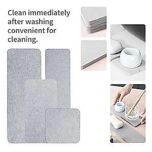 GianAbor 2 Pcs Instant Dry Sink Organizer, Non-Slip Water Absorbing Stone Tray for Sink, Rectangle Diatomite Coasters for Bathroom or Kitchen to Place Soap, Cups, Cosmetics, etc (3.15"x3.15", White)