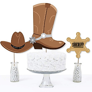 Big Dot of Happiness Western Hoedown - Wild West Cowboy Party Centerpiece Sticks - Table Toppers - Set of 15