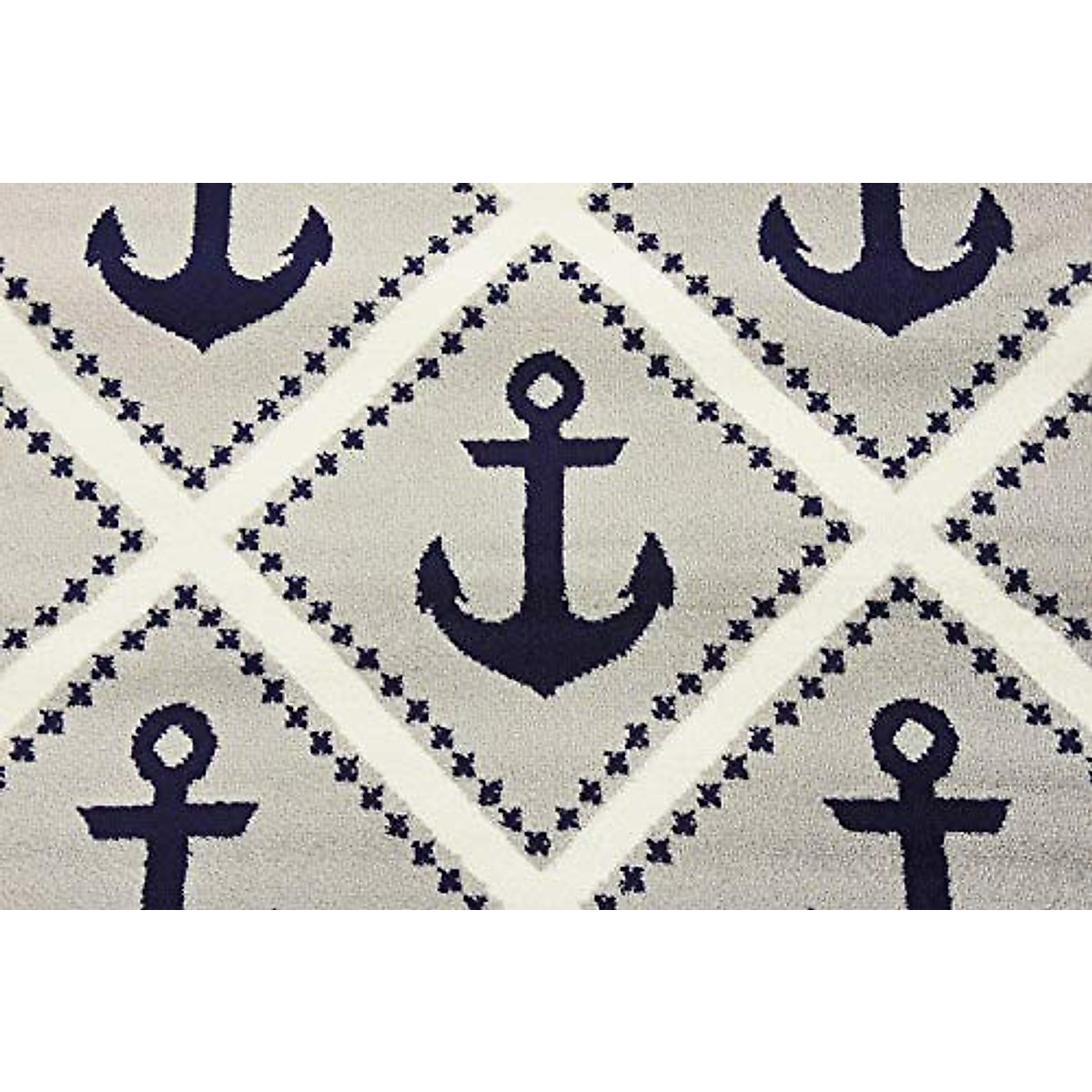 Unique Loom Metro Collection Modern Nautical Coastal Geometric Anchors Area Rug, for Kids, 5 ft x 8 ft, Light Gray/Ivory