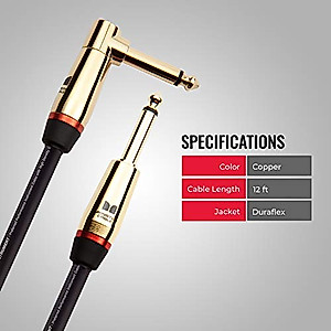Monster Prolink Rock Instrument Cable - 12 ft - Right Angle to Straight