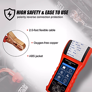 JUTA BTP600 Car Battery Load Tester Bad Cell Analyzer Auto 12V/24V 20-3000 CCA 240Ah Cranking Charging Test Tool for Automotive Motorcycle Heavy Duty Trucks