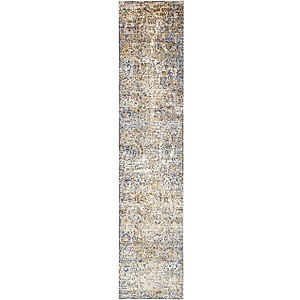 Unique Loom Augustus Collection Rustic Traditional, Bohemian Area Rug, 2' 7" x 12' 2", Tan/Blue