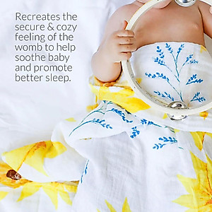 Malabar Baby Hypoallergenic Baby Swaddle Blanket, Large Soft Cotton Muslin Receiving Blanket for Unisex, 47 X 47 inch Sunflower