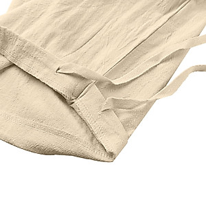 LVCBL Mens 3/4 Linen Capri Pants Elastic Waist Casual Loose Baggy Harem Pants Khaki M