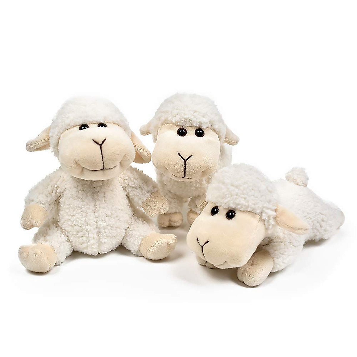 FRANKIEZHOU Sheep Stuffed Animal Lamb Plush Decorations 3Pcs (Sitting, Standing, Kneeling) White Sheep Toys Gift for Kids Little Girl/Boy