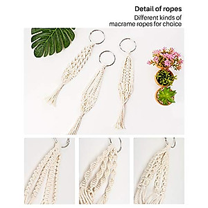 Mini Macrame Plant Hanger with Pot, 3 Pcs Small Hanging Car Plant, Cute Hanging Rearview Mirror Charms, Boho Car Decor, for Plant Lover by MoHern