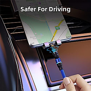 Magnetic Charging Cable 3A Fast Charging & Data Sync 540° Rotation 6.6ft Magnetic Phone Charger Cable Nylon Braided 3 in 1 Magnetic Cable Compatible with Android Micro USB/USB C/Type C/Phone Devices