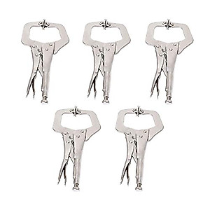 11" Locking C-Clamp 5Pack Locking Pliers Adjustable Welding Clamps w/Regular Tip and Swivel Pad for Shop Home Farm and Automotive