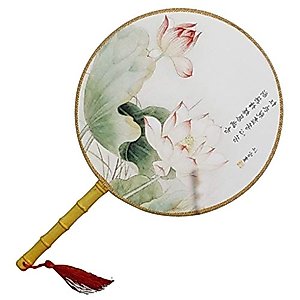 RAZZUM Decorative Folding Fans Chinese Style Round Hand Held Folding Silk Fan for Wedding Event Party Supplies Handheld Fans Gift Hand Fan Fan (Color : Grey)
