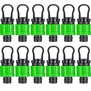Hotop 12 Pieces Drip Irrigation Tubing End Cap Plug 1/2 Inch Universal End Cap Fitting, Compatible with 16-17mm Drip Tape Tubing Sprinkler System (Green)