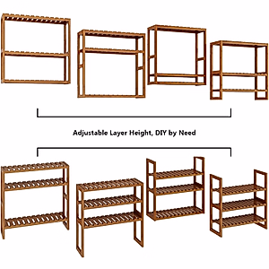 Galood Over The Toilet Storage Bathroom Organizers and Storage Shelves Adjustable 3 Tiers Floating Shelves for Wall Mounted Shelves with Hanging Rod (Brown)