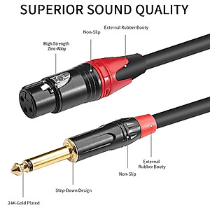 Disino XLR Female to Dual 1/4 inch Y Splitter Cable,Female XLR to Double 6.35mm Mono TS Plug Mic Audio Converter Adapter Cord - 6.6 feet