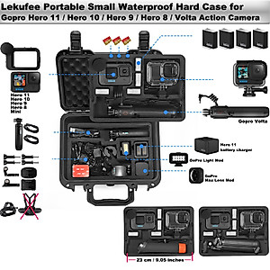 Lekufee Waterproof Hard Case Compatible with Gopro Hero 12/11/10/9/8/Media Mod/Gopro Volta/Creator Edition/Action Camera and Other Accessories(Case Only)