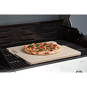 ROCKSHEAT K Large Pizza Stone Heavy Duty Baking Grilling Stone 20" x 13.5", Perfect for Oven, BBQ and Grill. Innovative Double - Faced Built - in 4 Handles Design