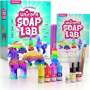Unicorn Soap Making Kit - Girls Easter Crafts DIY Project Age 6+ Year Old Kids - Unicorn Girl Gifts - Science STEM Activity Teenage Gift - Make Your Own Soap Kits - Craft Toys Ages 6 7 8 9 10 11 12