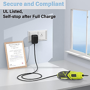 5V Power Cord Fit for Ryobi Drill HP44L HP34L CSD41 BC-336 720217006 720217005 Replacement Charger AC DC Adapter Compatible with Ryobi Drill HP44L with UL, 4V Compatible