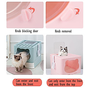 Meikuler Cat Litter Box Large Litter Pan for Cats Foldable Litter Boxes Comes with Cat Litter Scoop (UPG-Pink)
