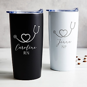 Lifetime Creations Engraved Personalized Nurse Stainless Steel Tumbler with Lid 20 oz (Black) - Custom Nurse Gift, Doctor, Healthcare Worker, RN Coffee Travel Mug