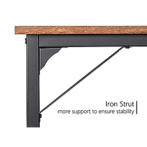 CubiCubi Study Computer Desk 47" Home Office Writing Small Desk, Modern Simple Style PC Table, Black Metal Frame, Rustic Brown
