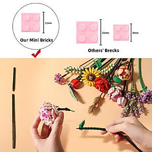 ZIYOSTAR Mini Bricks Flower Bouquet Building Sets, Artificial Flowers, DIY Unique Decoration Home, 547 Pieces Botanical Collection for Ages 8-12 yrs Old Girl for Gift (Not Compatible with Lego Set)