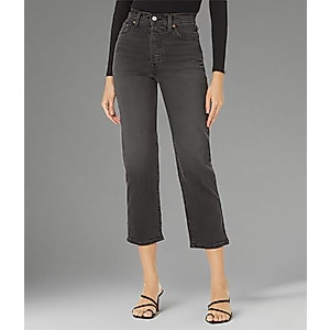 Levi's Women's Ribcage Straight Ankle Jeans, (New) Black Rinse, 30